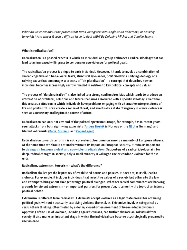 Understanding Radicalisation | PDF | Extremism | Islamic Terrorism