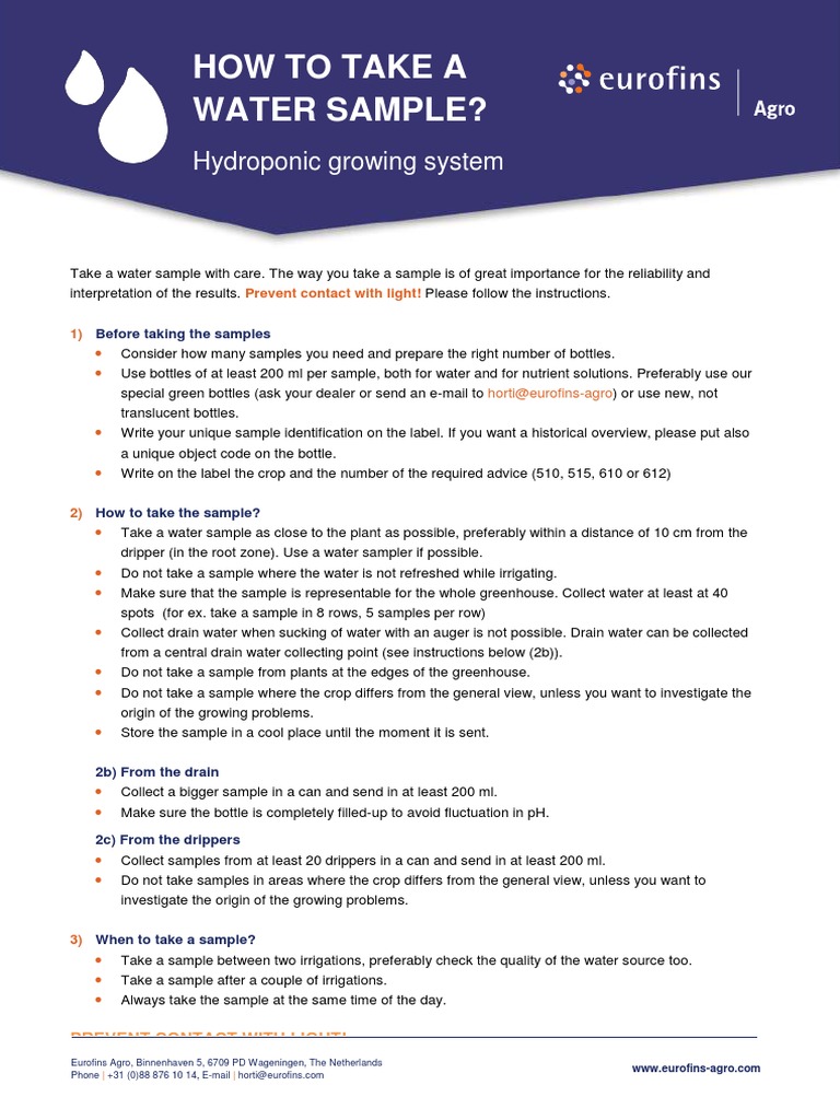 How To Take A Water Sample?: Hydroponic Growing System | PDF ...