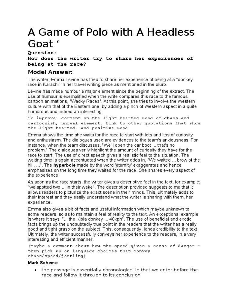A Game of Polo With A Headless Goat | PDF | Humour