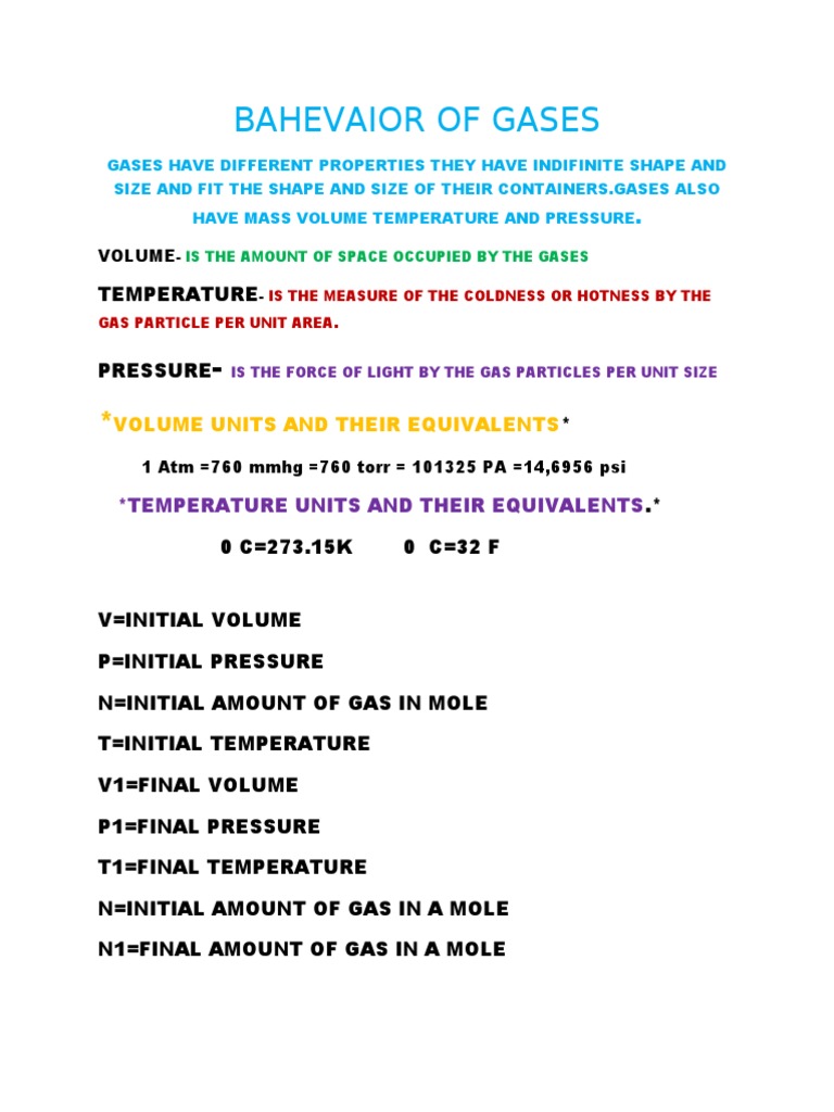 Behaviour of Gases | PDF | Technology & Engineering