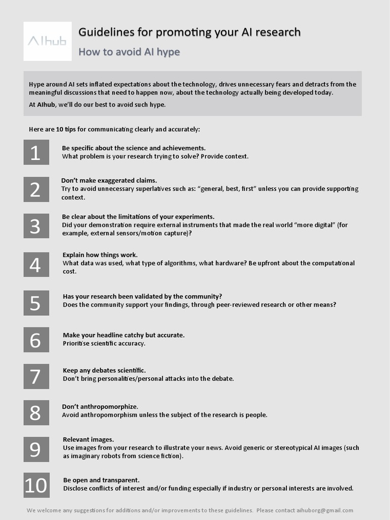 Guidelines For Promoting Your AI Research: How To Avoid AI Hype | PDF