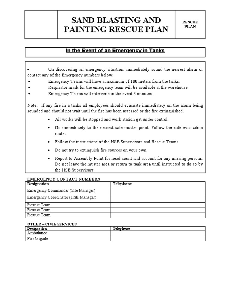 Sand Blasting Rescue Plan | PDF