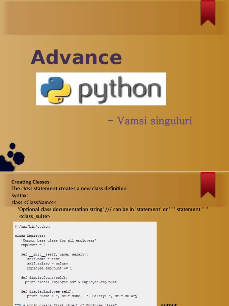 Advance Python | PDF | Class (Computer Programming) | Method (Computer ...