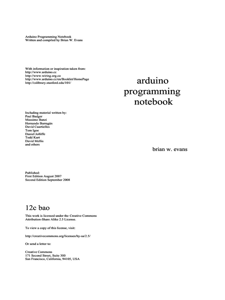 Arduino Programming Notebook PDF | PDF | Variable (Computer Science) | Subroutine