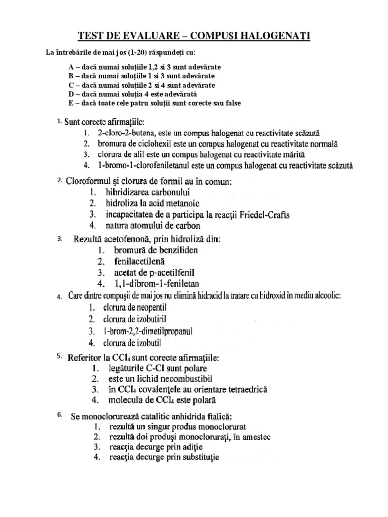 Test 3 - Compusi Halogenati | PDF
