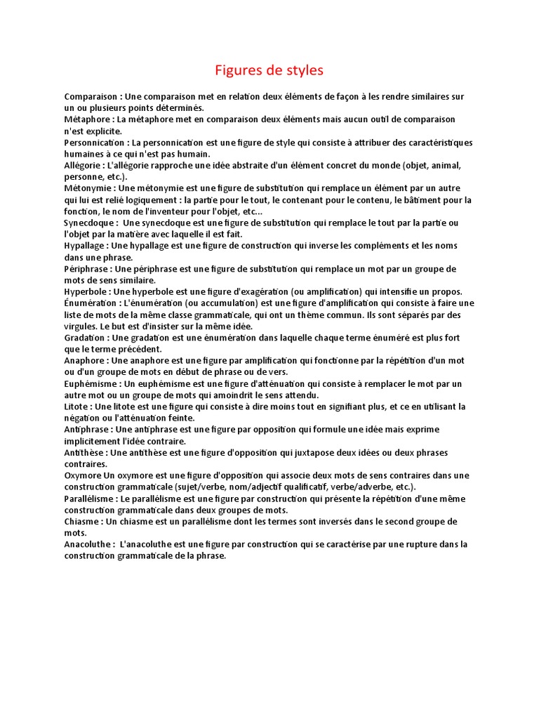 Figures de Styles | PDF | Métaphore | Figures de style