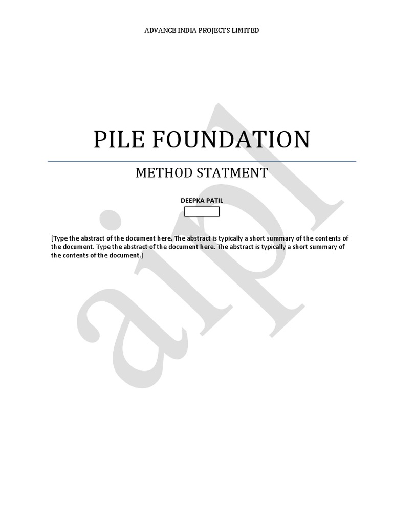 Method Statementfor Pile | PDF | Deep Foundation | Concrete