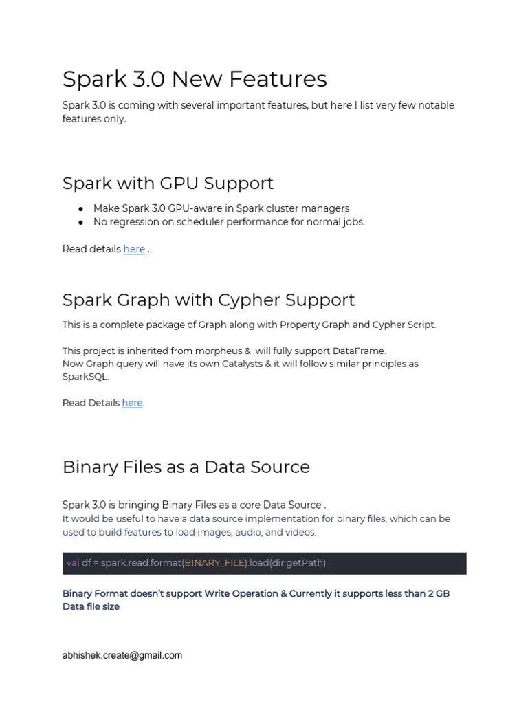 Spark 3.0 New Features: Spark With GPU Support | PDF | Apache Spark | Computer Data Storage