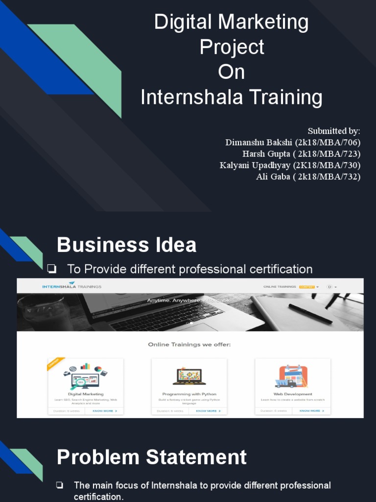 Digital Marketing Project On Internshala Training | PDF | Social Media | Popular Culture & Media ...