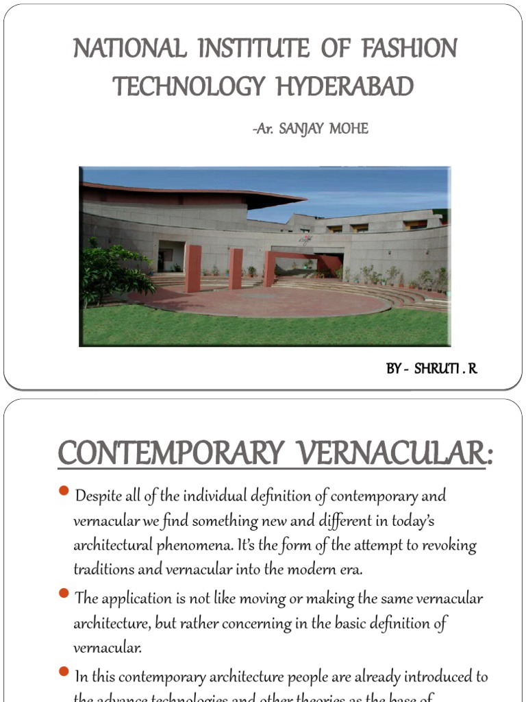National Institute of Fashion Technology Hyderabad: - Ar. Sanjay Mohe ...