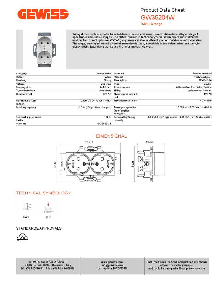 Product Data Sheet: Dimensional | PDF | Ac Power Plugs And Sockets ...