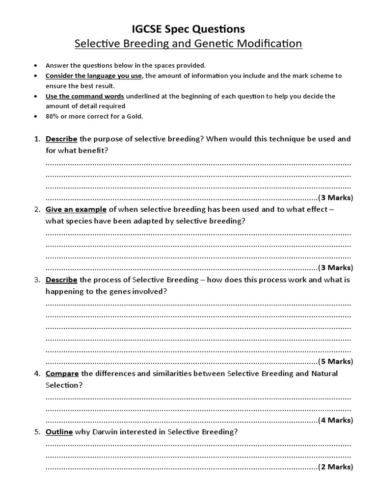 IGCSE Selective Breeding & Genetic Modification | PDF | Plant Breeding ...