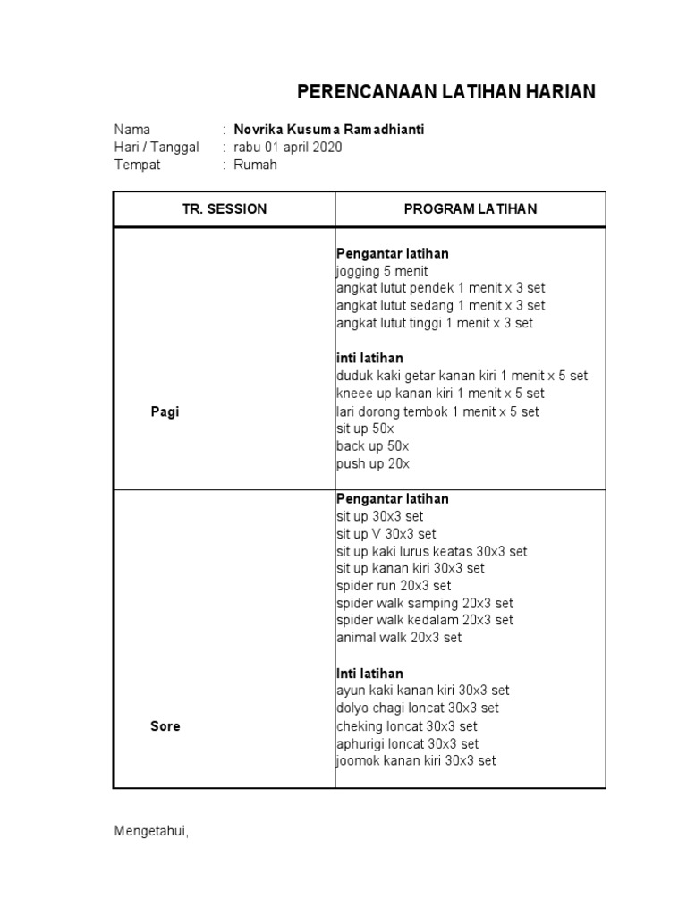 Program Latihan Harian | PDF