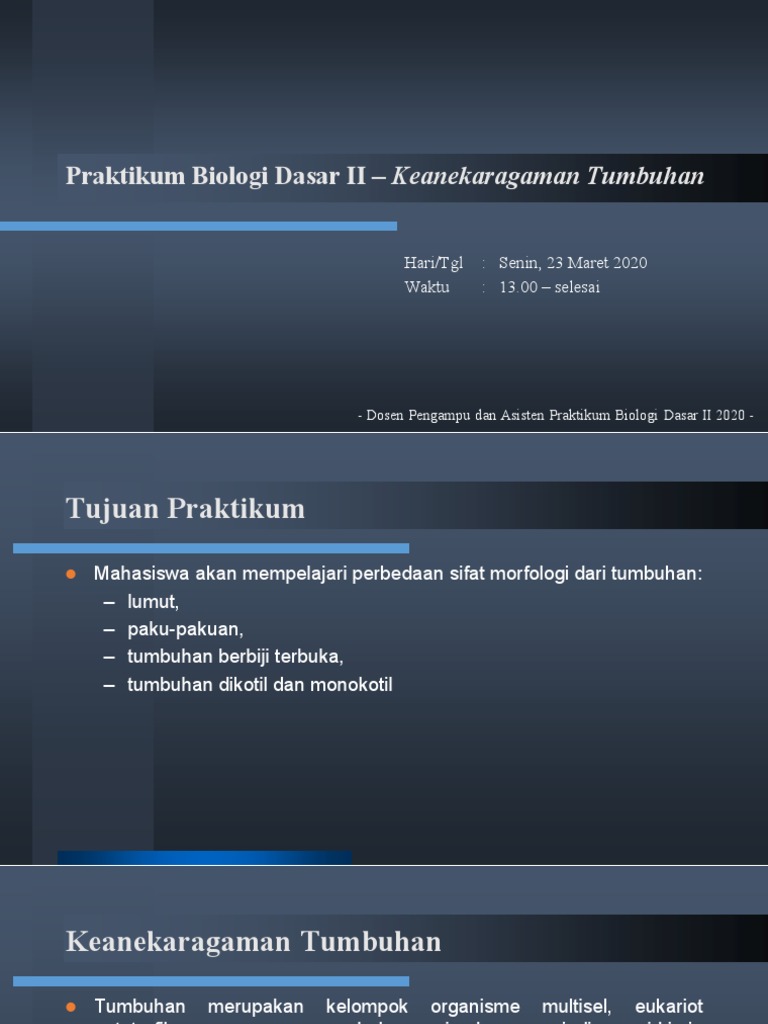 Praktikum Biodas II - 1. Keanekaragaman Tumbuhan - Oke PDF | PDF