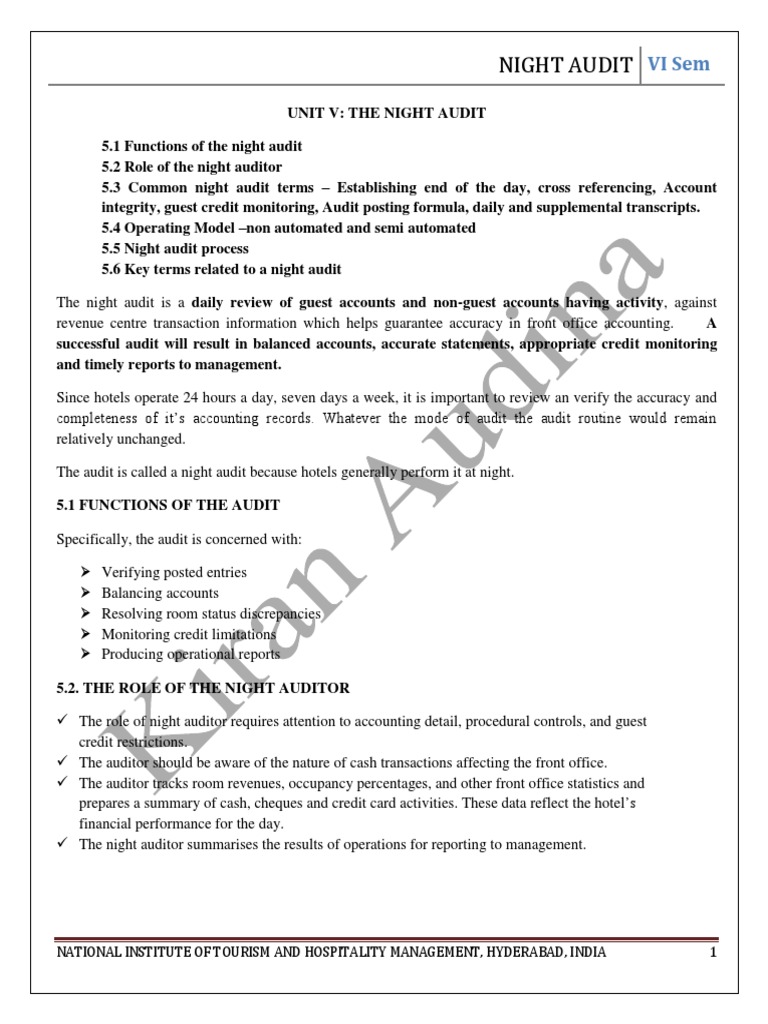 Night Audit Process in Hotels | PDF | Credit Card | Cheque
