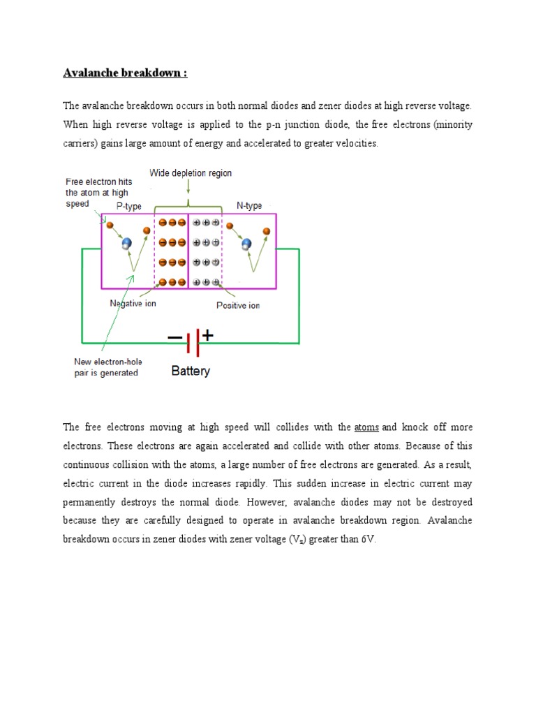 Avalanche Breakdown Zener Breakdown | PDF
