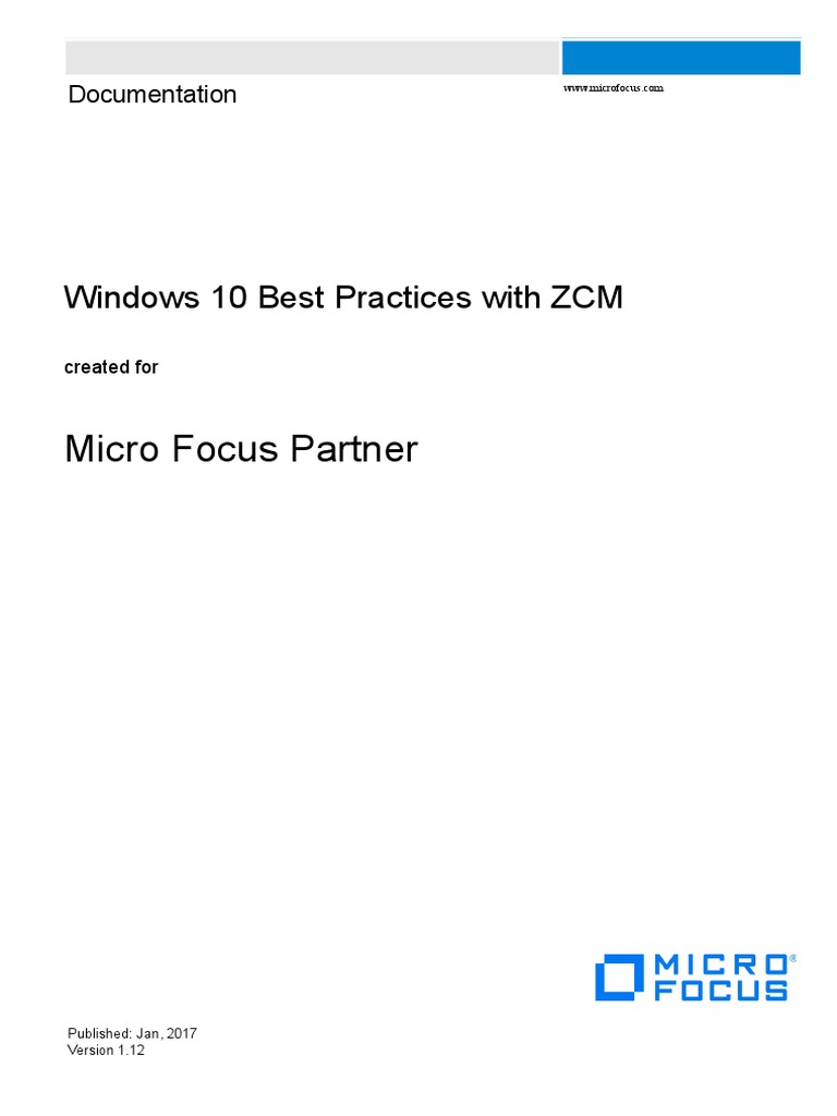 Windows 10 Best Practices Using ZCM V1.1.2 EN 20170113 | PDF ...