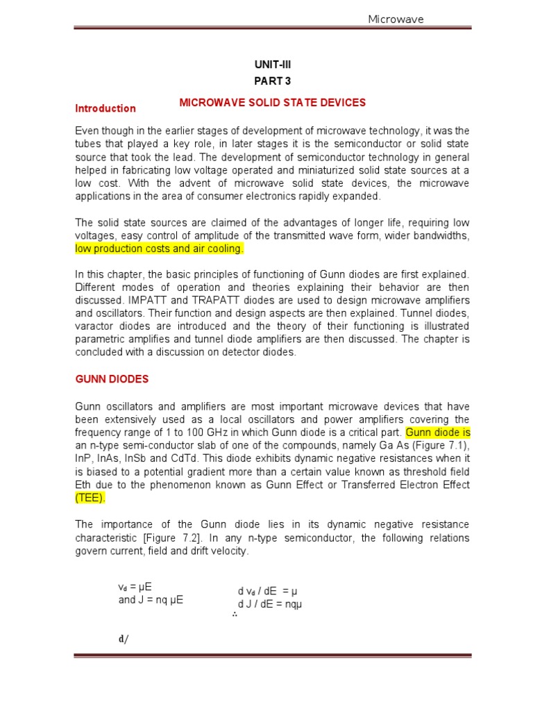 Mwe Unit 3part 3 | PDF | Diode | Microwave