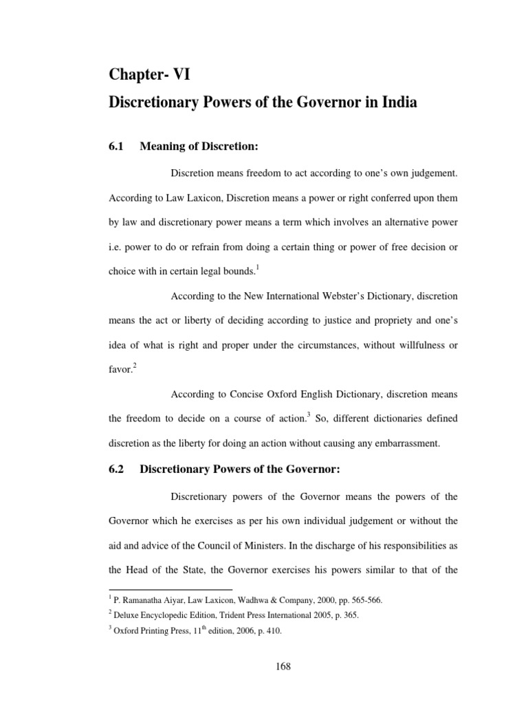 Discretionary Powers of The Governor | PDF | Royal Assent | Bill (Law)