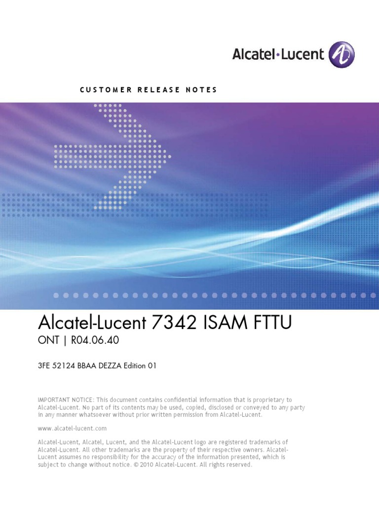 Alcatel-Lucent 7342 ISAM FTTU: ONT - R04.06.40 | PDF | Quality Of Service | Computer Network