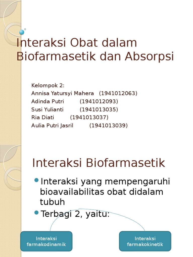 Interaksi Obat Dalam Biofarmasetik Dan Absorpsi | PDF