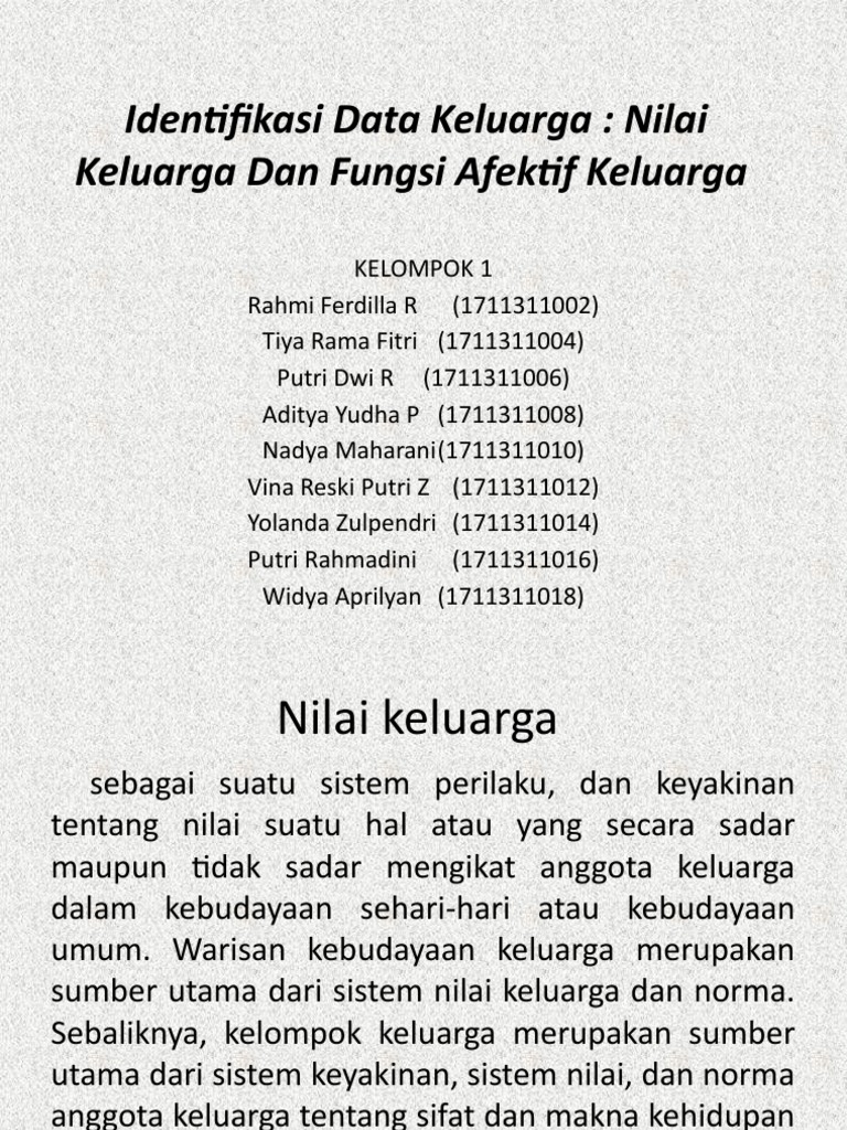 Identifikasi Data Keluarga | PDF