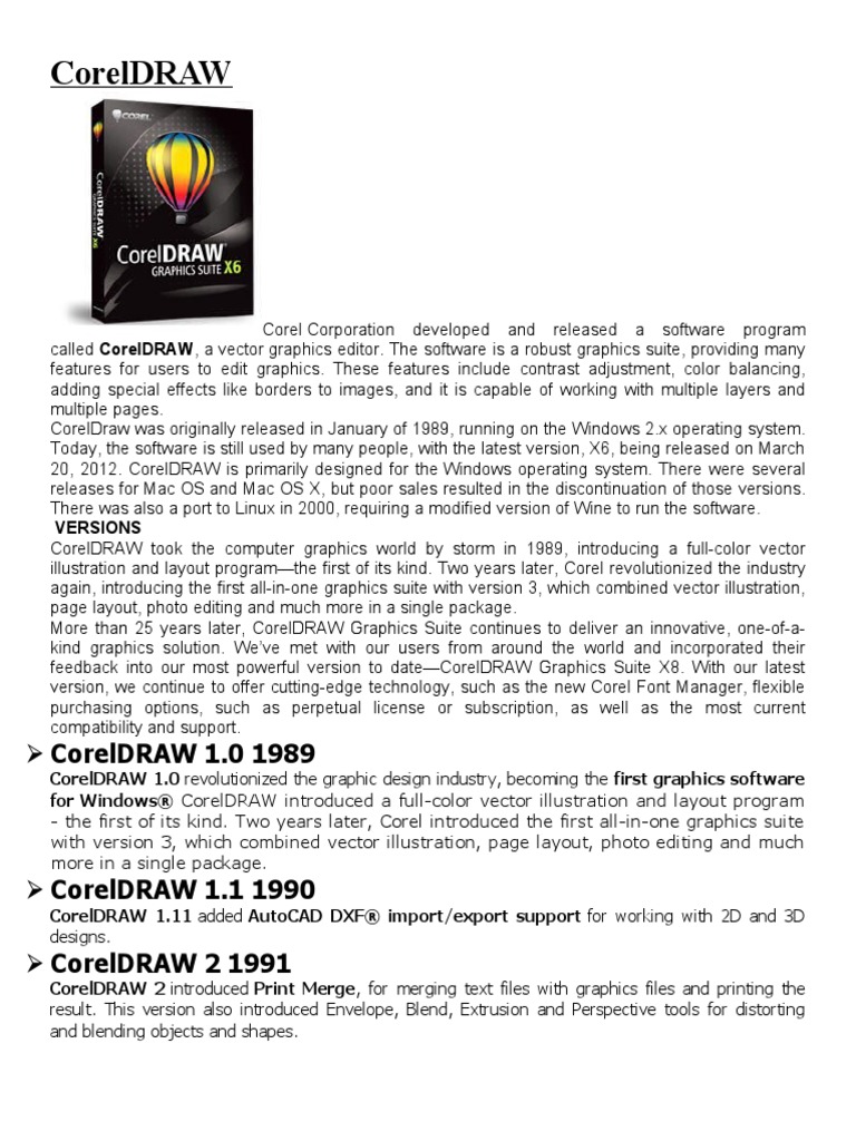 Coreldraw 1.0 1989 | PDF | Graphics | Graphic Design
