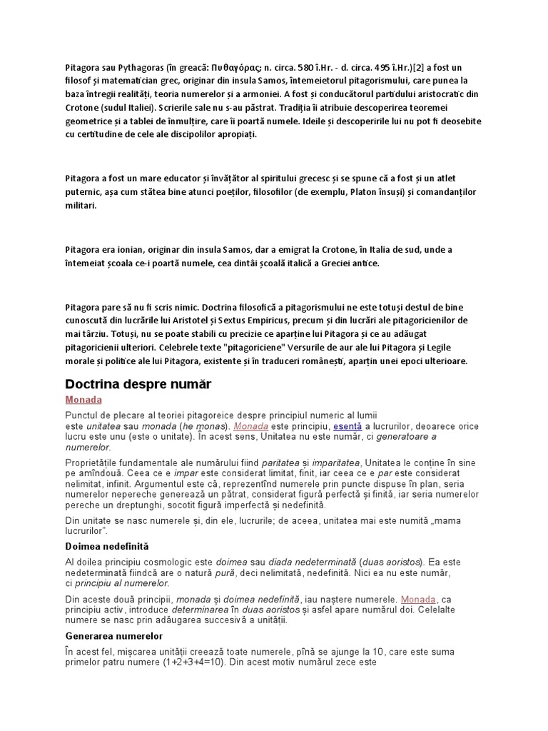 Referat Pitagora | PDF