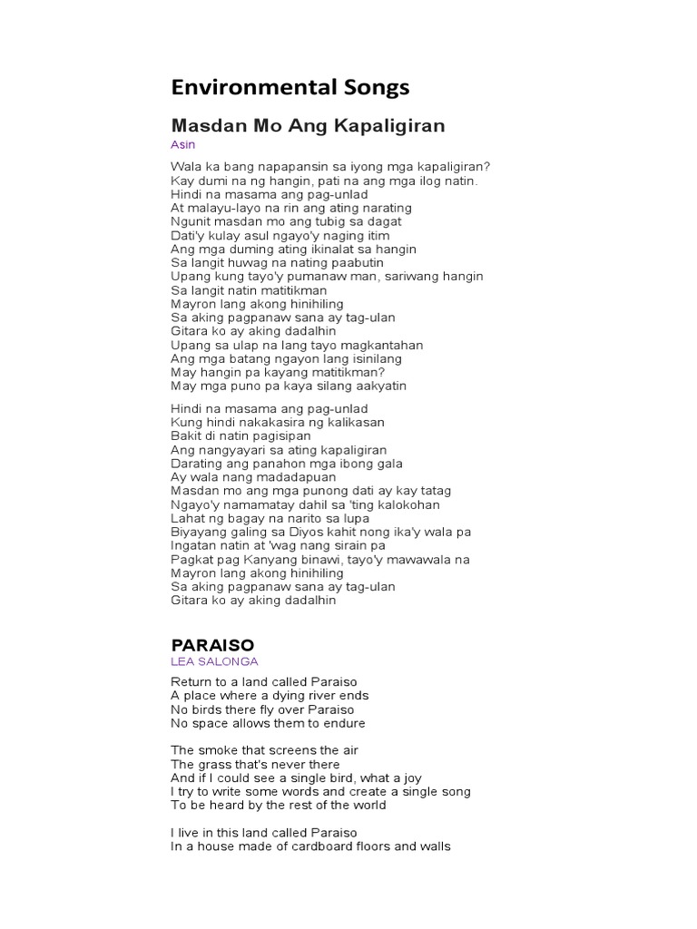 Environmental Songs | PDF