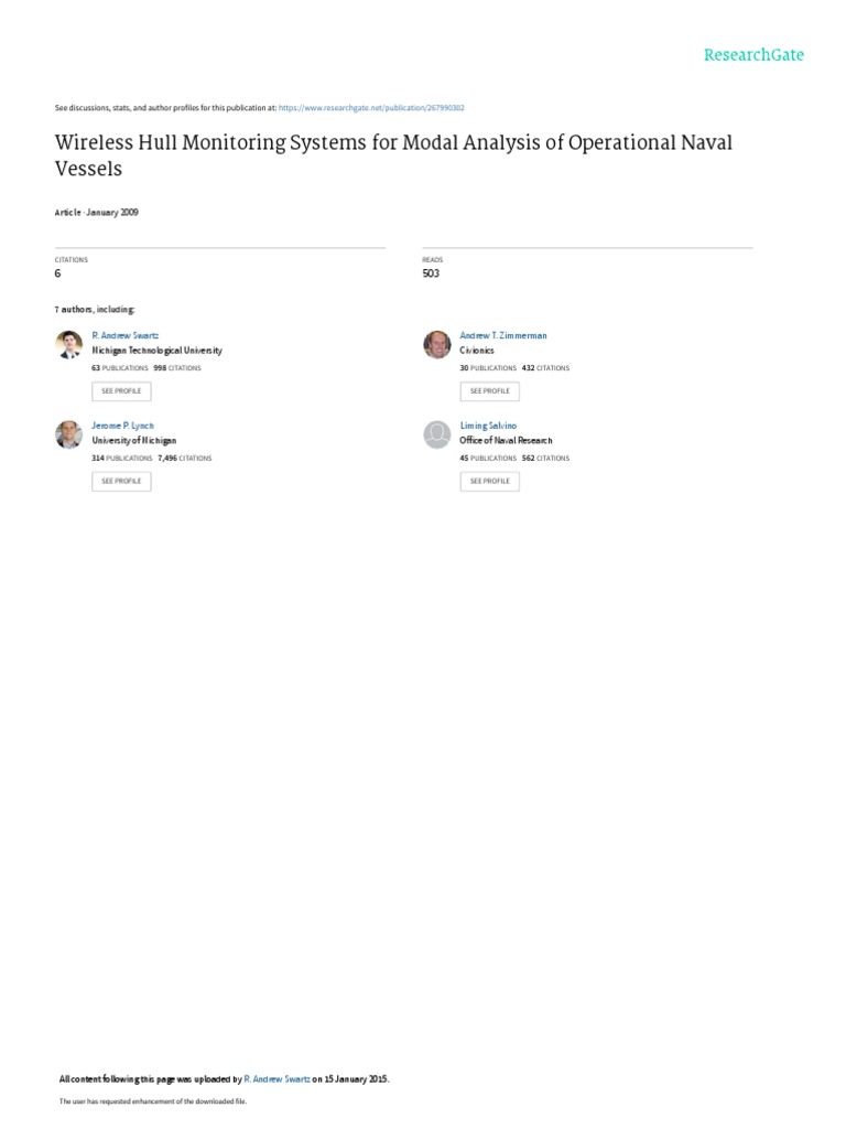 Wireless Hull Monitoring Systems For Modal Analysi | PDF | Normal Mode ...