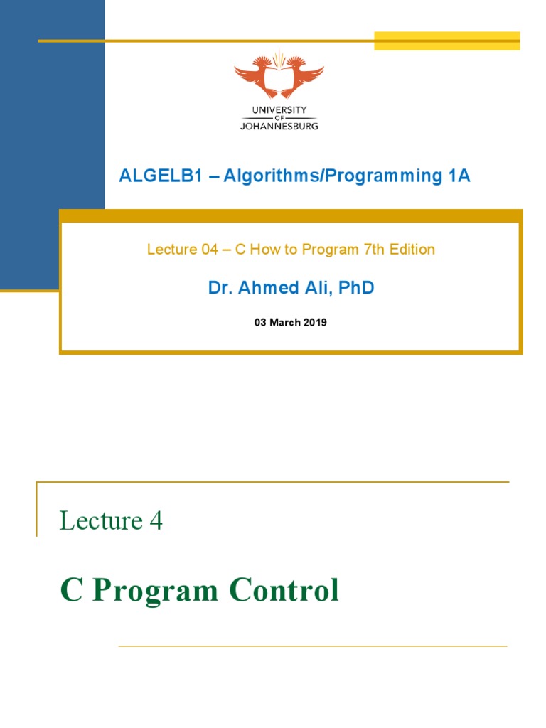 ALGELA1 2019 - Lecture 04 PDF | PDF | Control Flow | Subroutine ALGELA1 2019 - Lecture 04 PDF | PDF | Control Flow | Subroutine