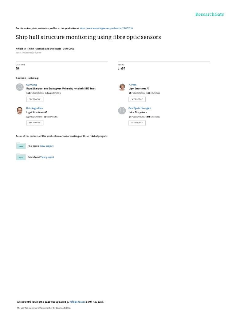 Ship Hull Structure Monitoring Using Fibre Optic Sensors: Smart ...