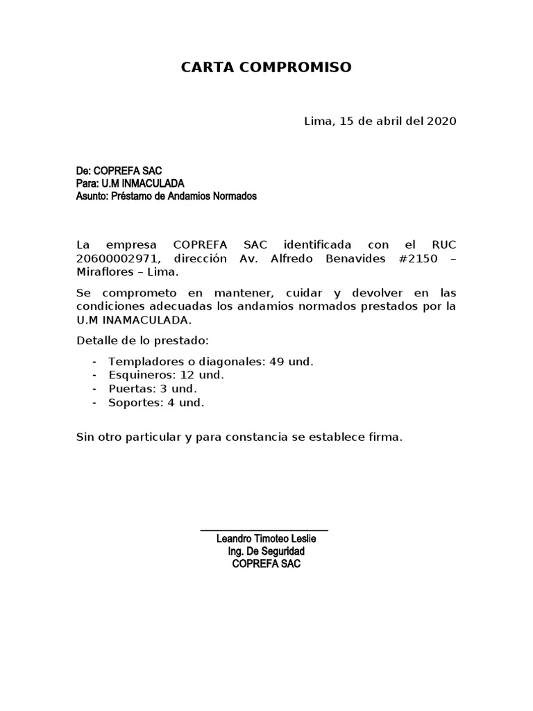 Carta Compromiso | PDF