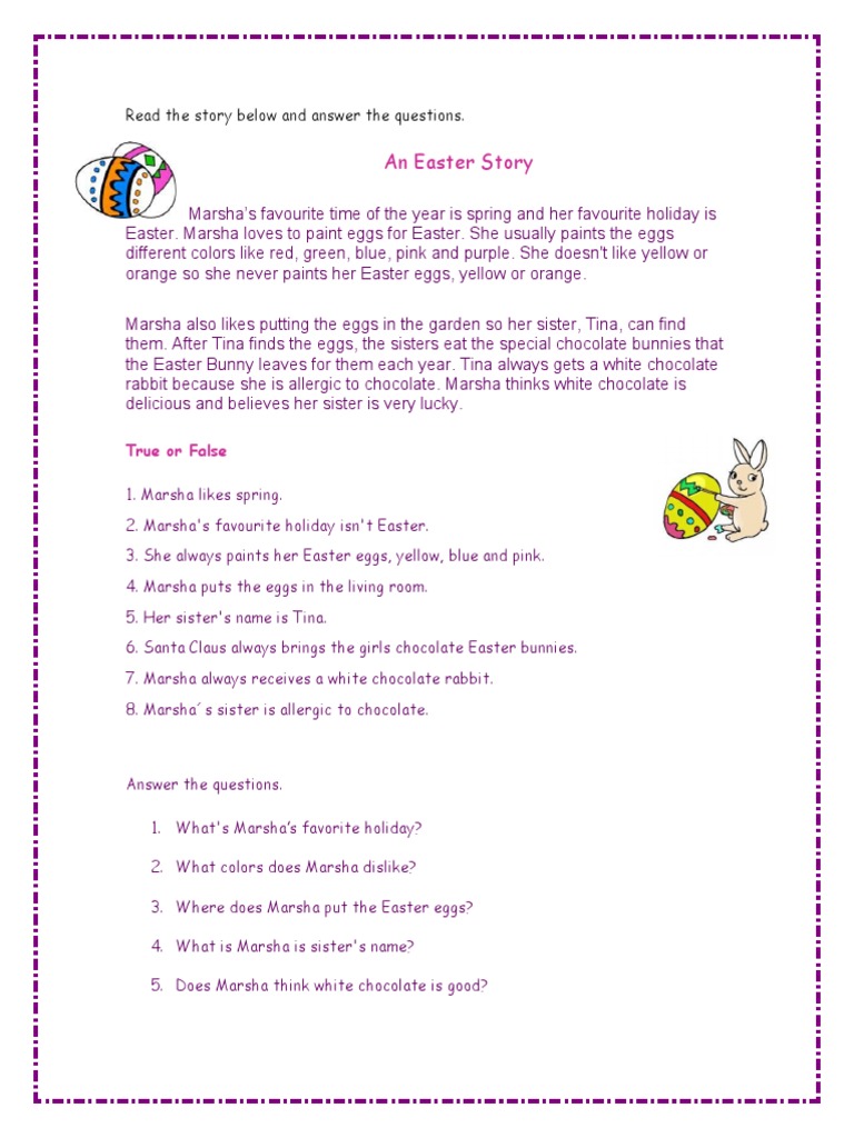 An Easter Story: Read The Story Below and Answer The Questions | PDF