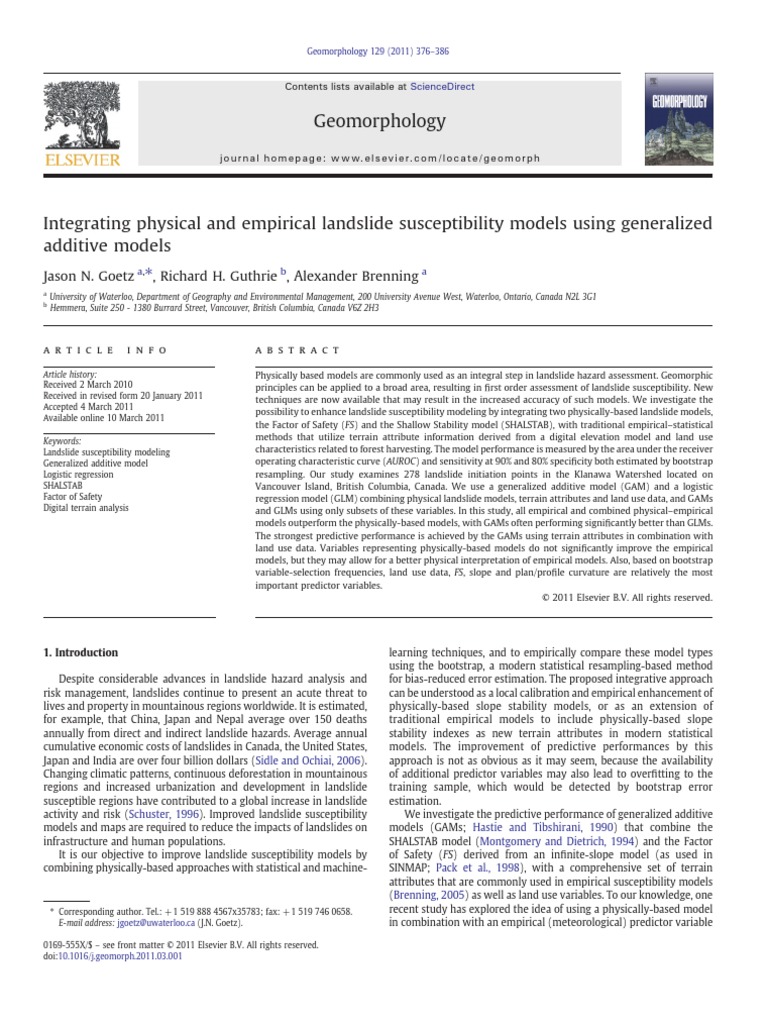 Geomorphology: Jason N. Goetz, Richard H. Guthrie, Alexander Brenning ...