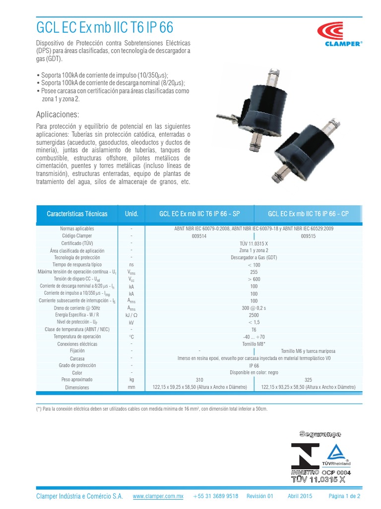 GCL EC Ex MB IIC T6 IP66 | PDF | Materiales | Naturaleza