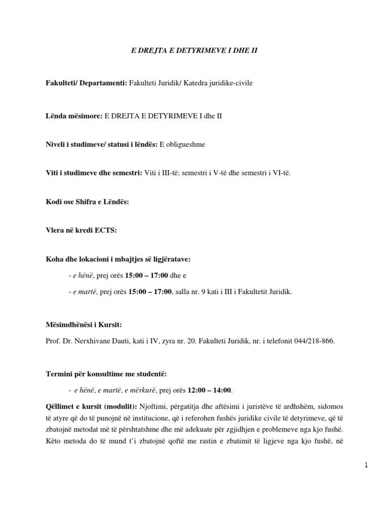 E Drejta e Detyrimeve | PDF