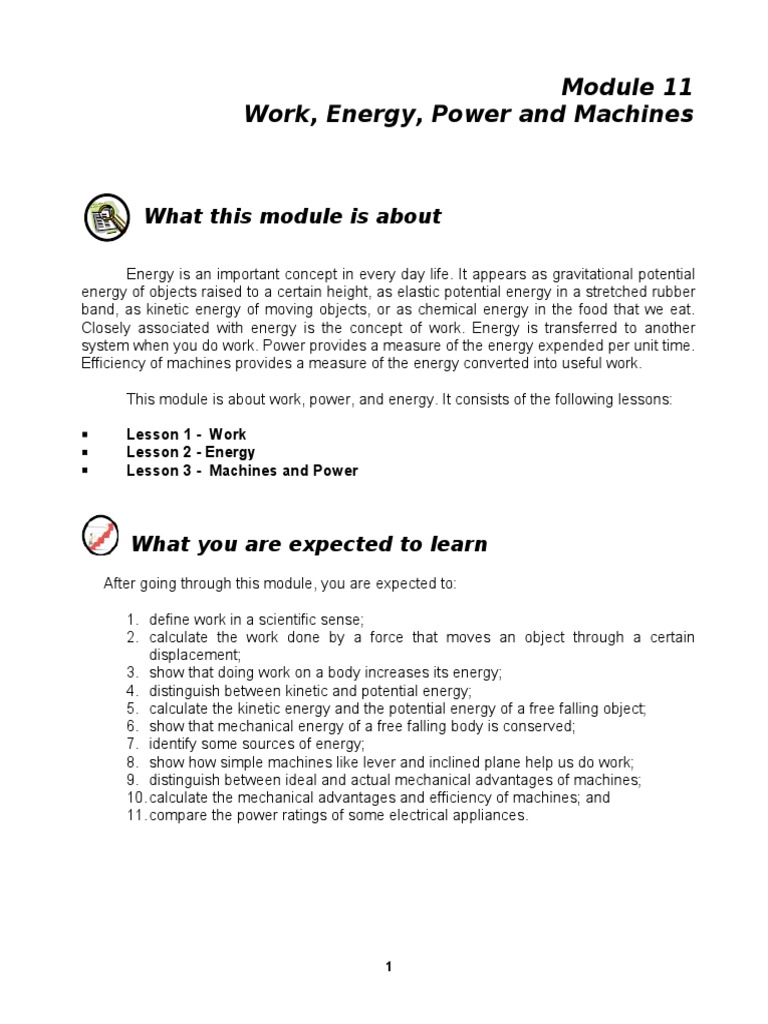 Module in Physics | PDF | Lever | Potential Energy