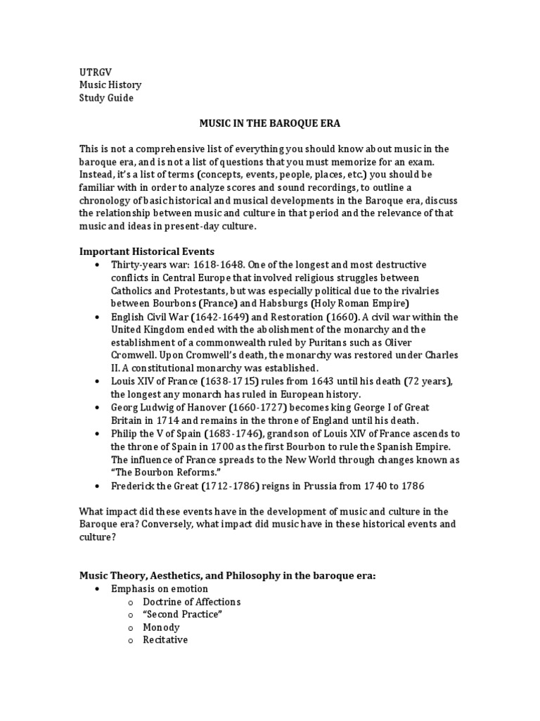 Baroque Studyguide Baroque | PDF | Baroque Music | House Of Bourbon