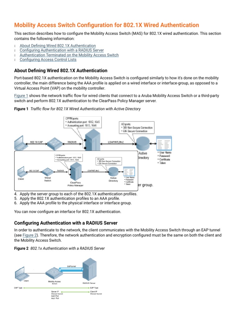 ClearPass Deployment Guide - Mobility Access Switch Configuration For 802.1X Wired ...