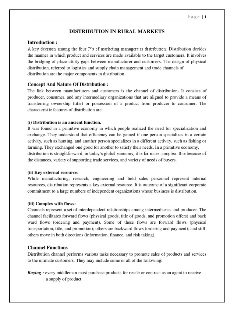 Distribution Channels in Rural Marketing | PDF | Retail | Sales