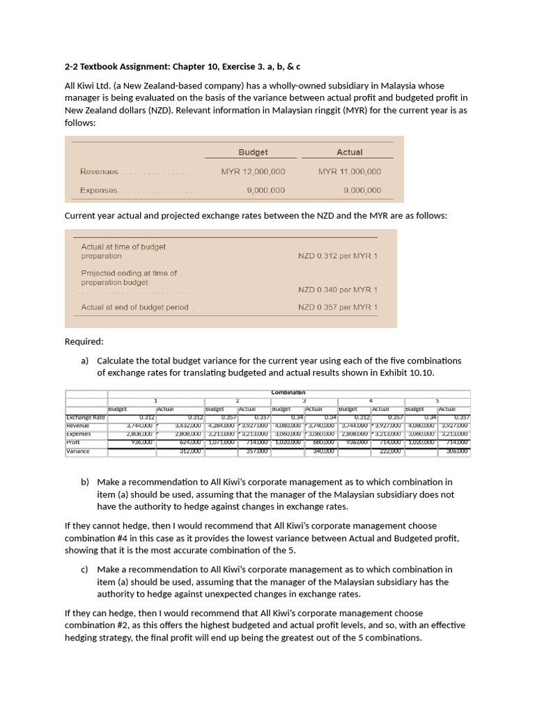 2-2 Chapter 10 Exercise 3. A B & C | PDF
