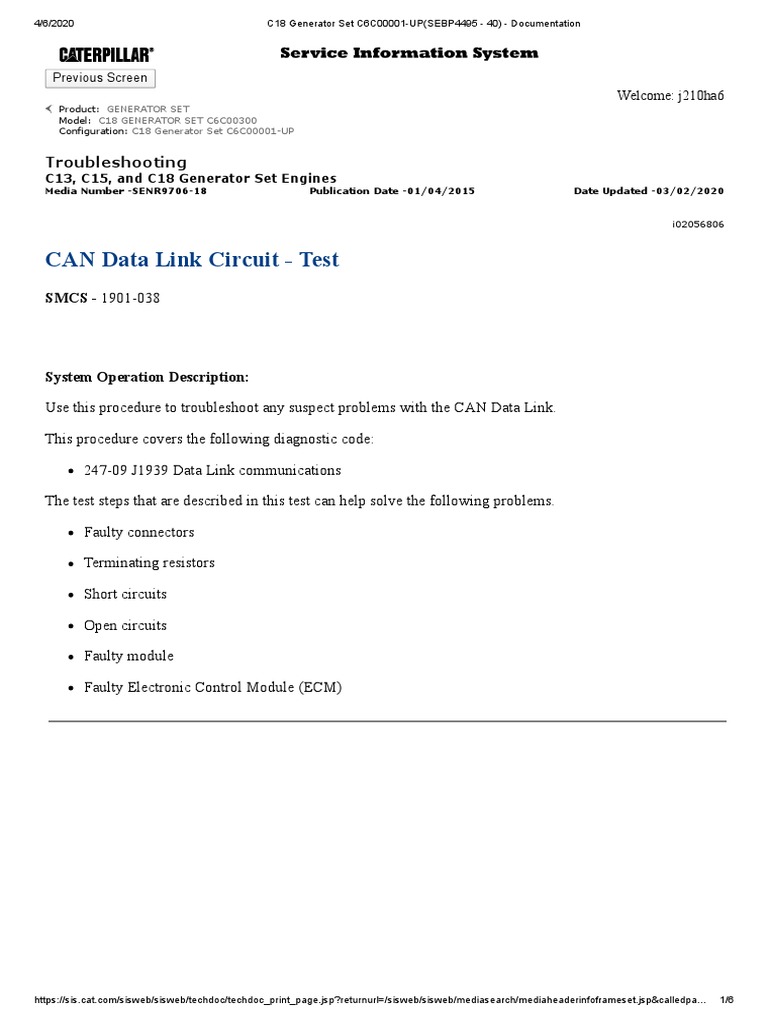CAN Data Link Circuit - Test PDF | PDF | Electrical Connector | Resistor