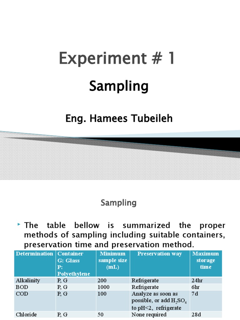 Experiment # 1: Sampling | PDF | Water | Physical Sciences