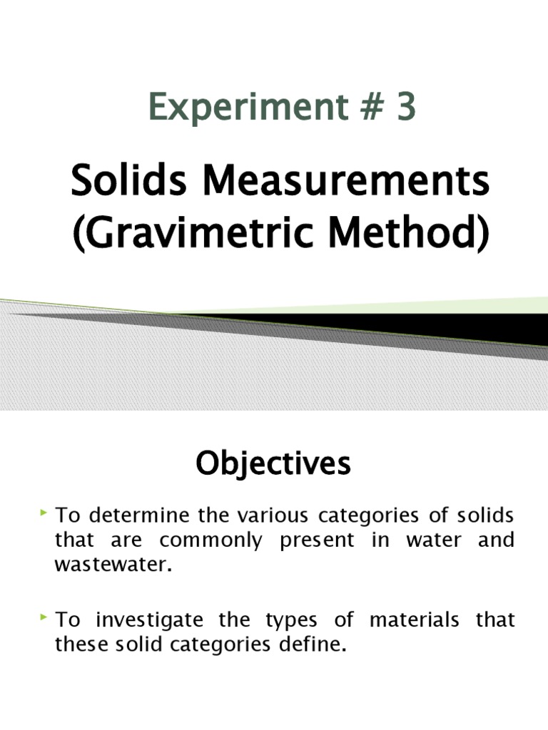 Solids Using Gravimetric Method Test | PDF