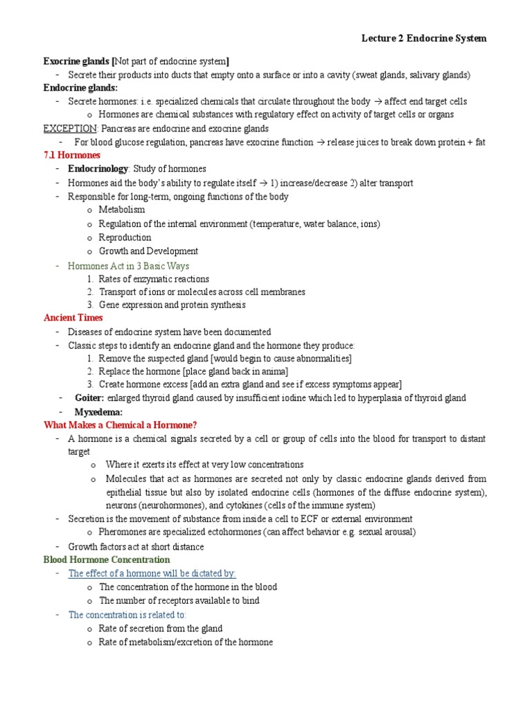 Lecture 2 The Endocrine System | PDF | Hormone | Endocrine System