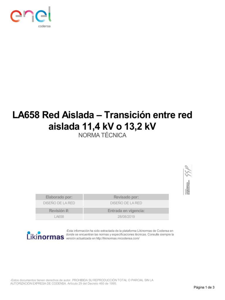 LA658 Red Aislada - Transición Entre Red Aislada 11,4 KV o 13,2 KV ...