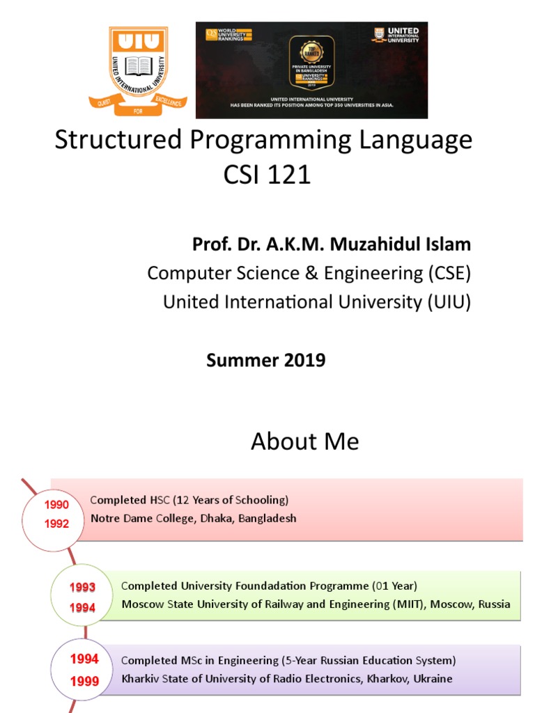 Structured Programming Language CSI 121: Computer Science & Engineering ...