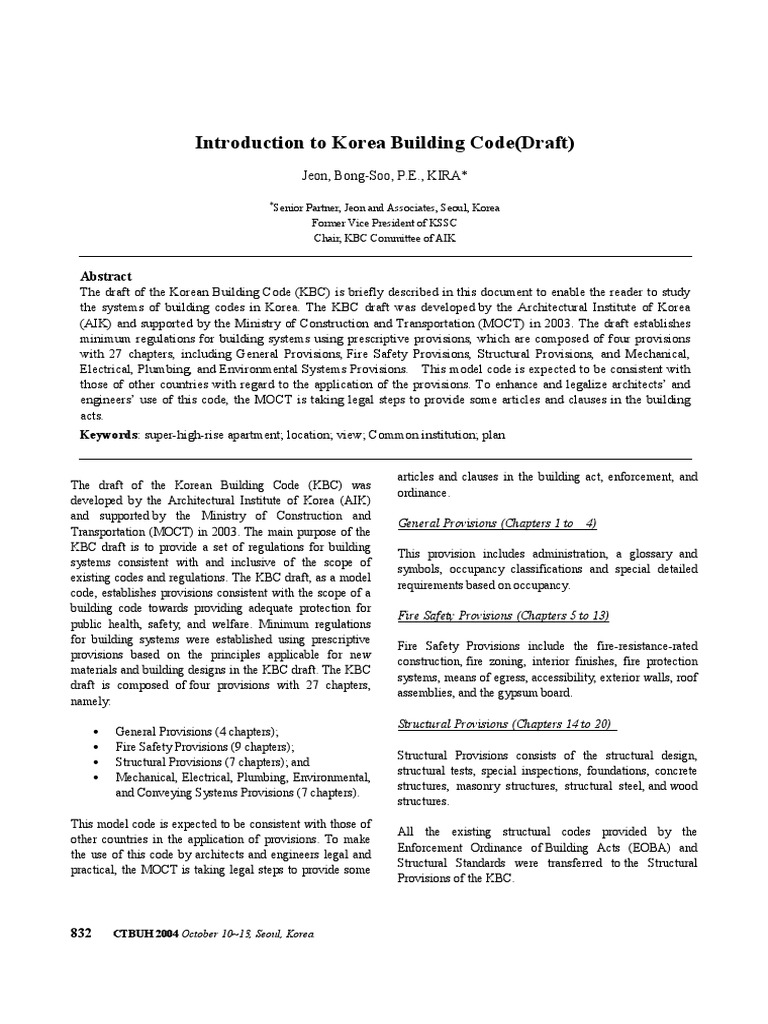 Overview of the Korean Building Code | PDF | Building Code | Structural ...