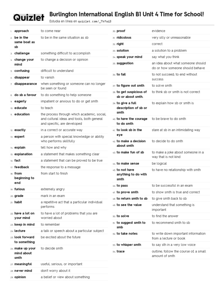 Burlington International English B1 Unit 4 Time For School! | PDF ...